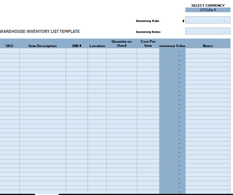Inventory List Template, Editable Inventory Log, Inventory Tracker ...