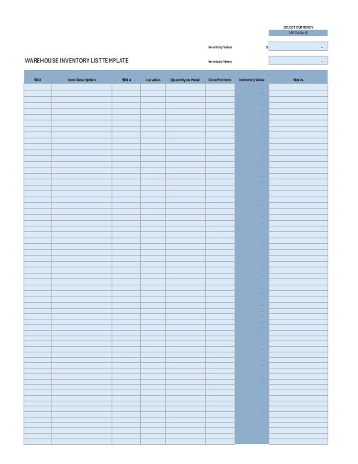Inventory List Template, Editable Inventory Log, Inventory Tracker ...