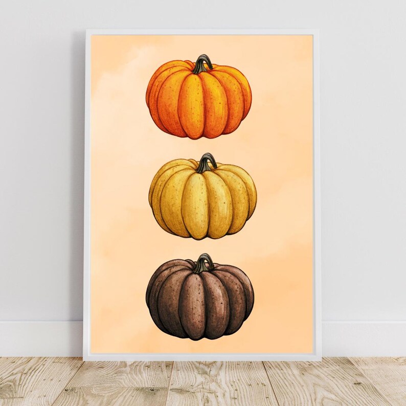 Autumn Pumpkin Print: Rustic Fall Wall Decor. Pumpkin Watercolor ...