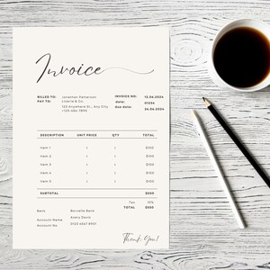 Invoice Template. Minimalist Invoice Template, Invoice Editable ...