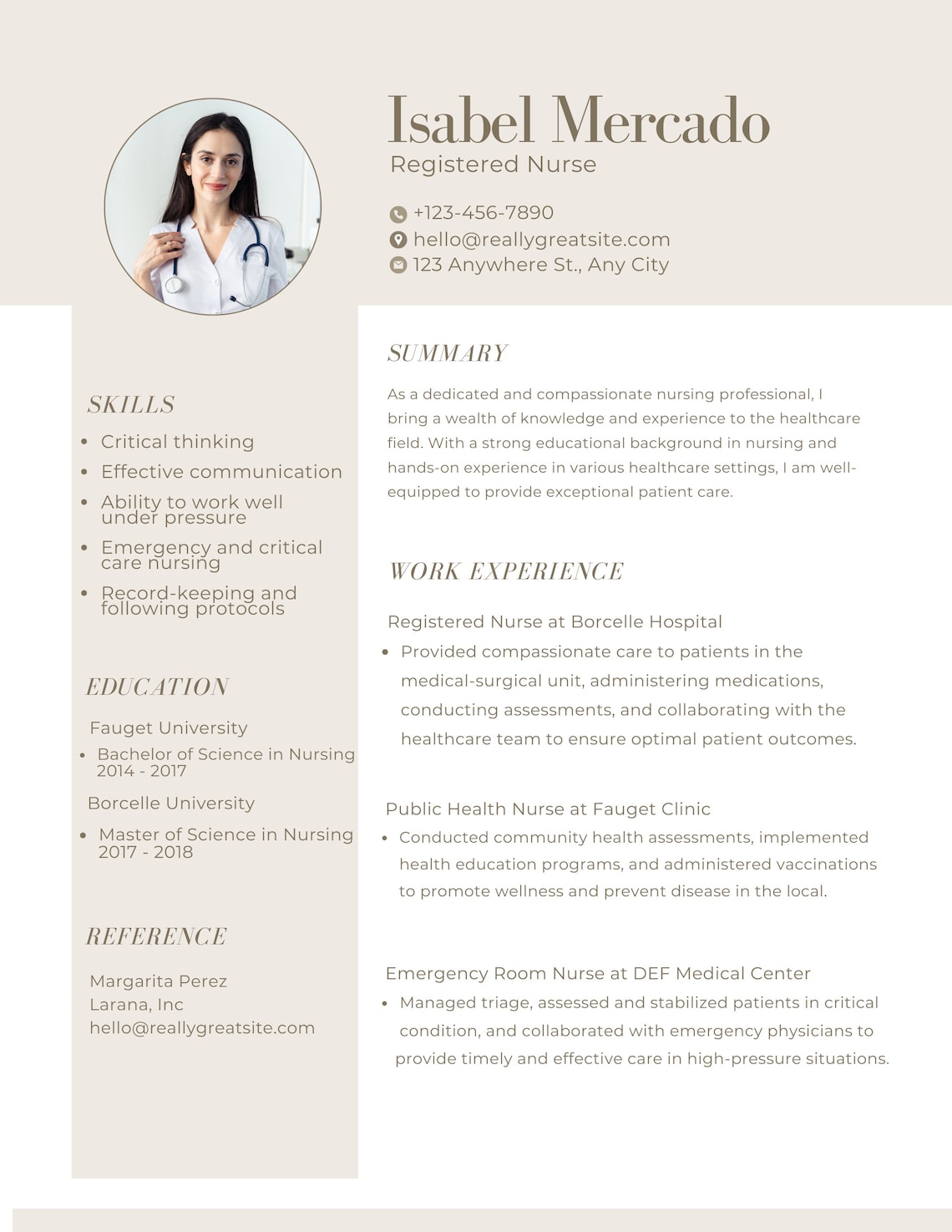 Professional Nurse Resume Template for Word Editable Education Resume ...
