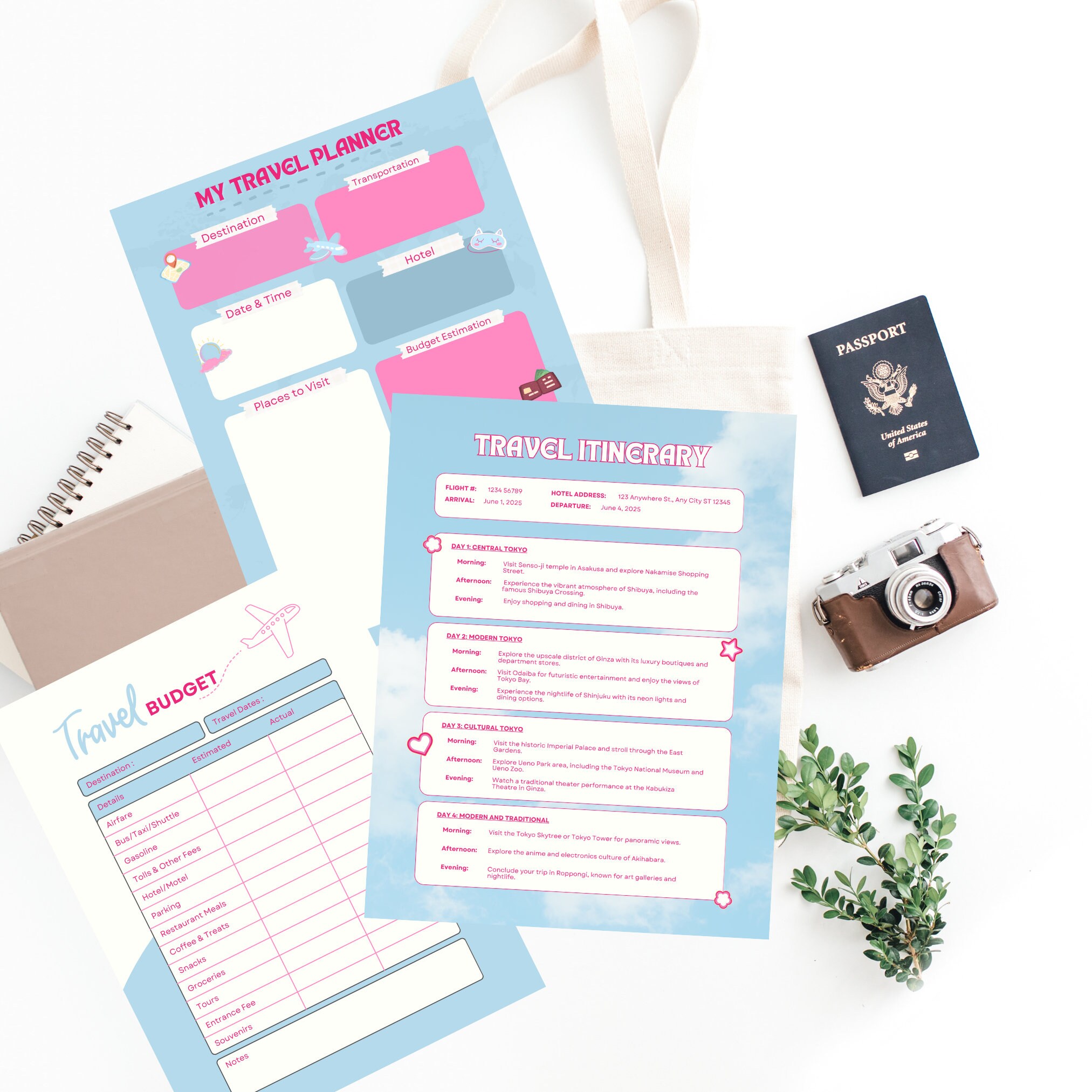 Travel Organizer Set, Printable Travel Bundle Planner, Budget and ...