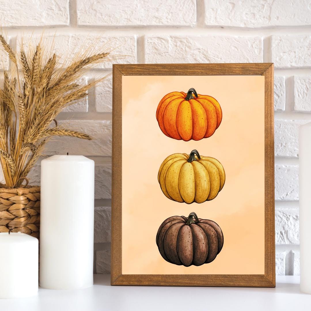 Autumn Pumpkin Print: Rustic Fall Wall Decor. Pumpkin Watercolor ...