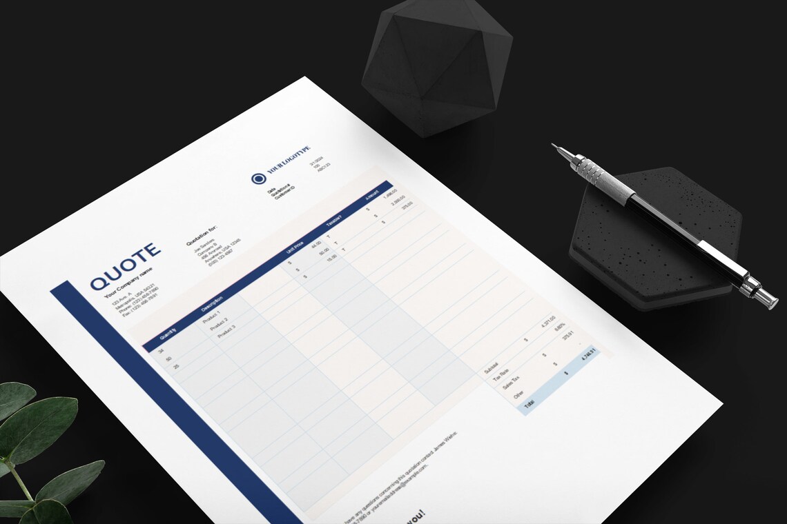 Quote Template, Business Proposal, Quote Form, Contractors Tools, Quote ...