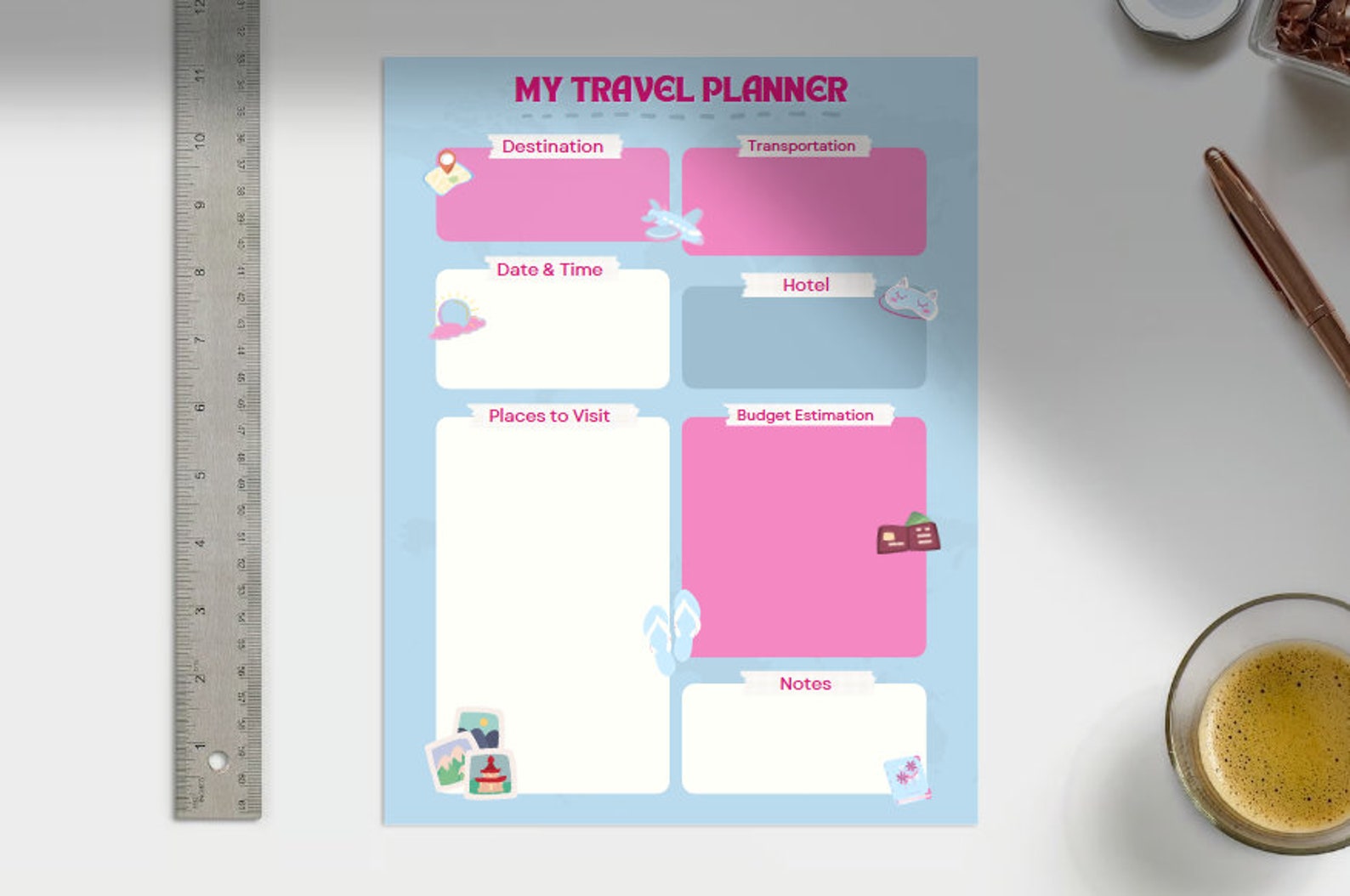 Travel Organizer Set, Printable Travel Bundle Planner, Budget and ...