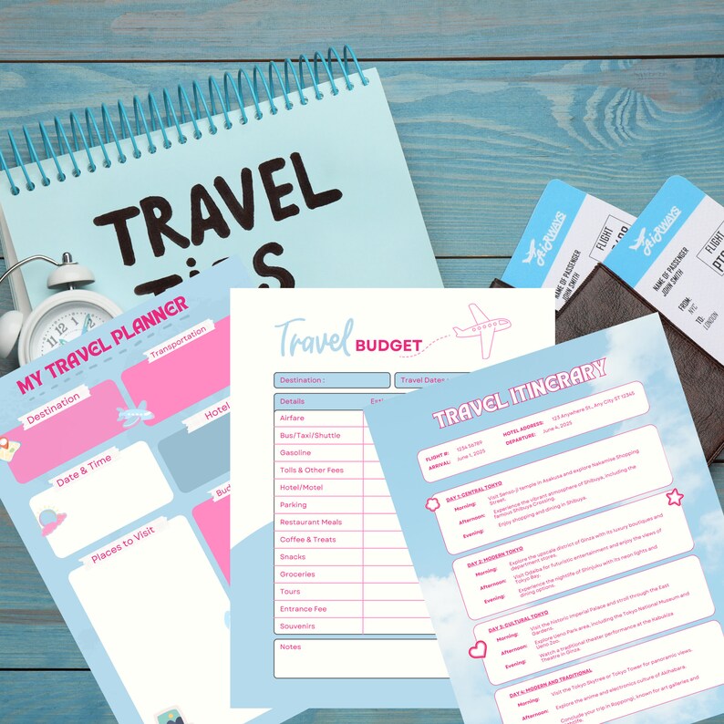 Travel Organizer Set, Printable Travel Bundle Planner, Budget and ...