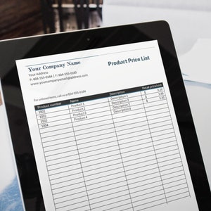 Price List Template, Excel. Excel Spreadsheet for Product & Service ...