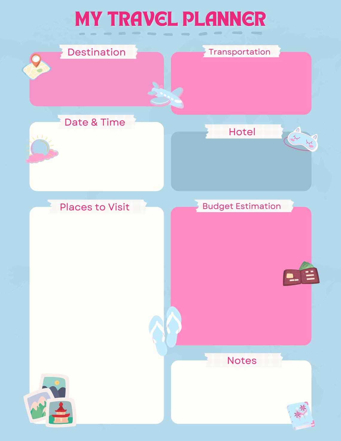 Travel Organizer Set, Printable Travel Bundle Planner, Budget and ...