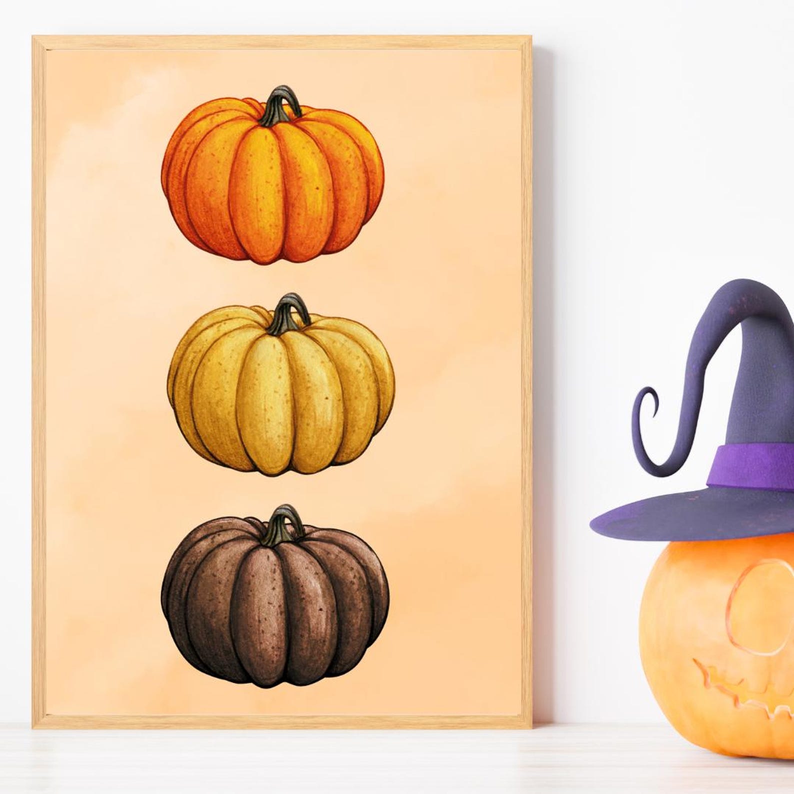 Autumn Pumpkin Print: Rustic Fall Wall Decor. Pumpkin Watercolor ...