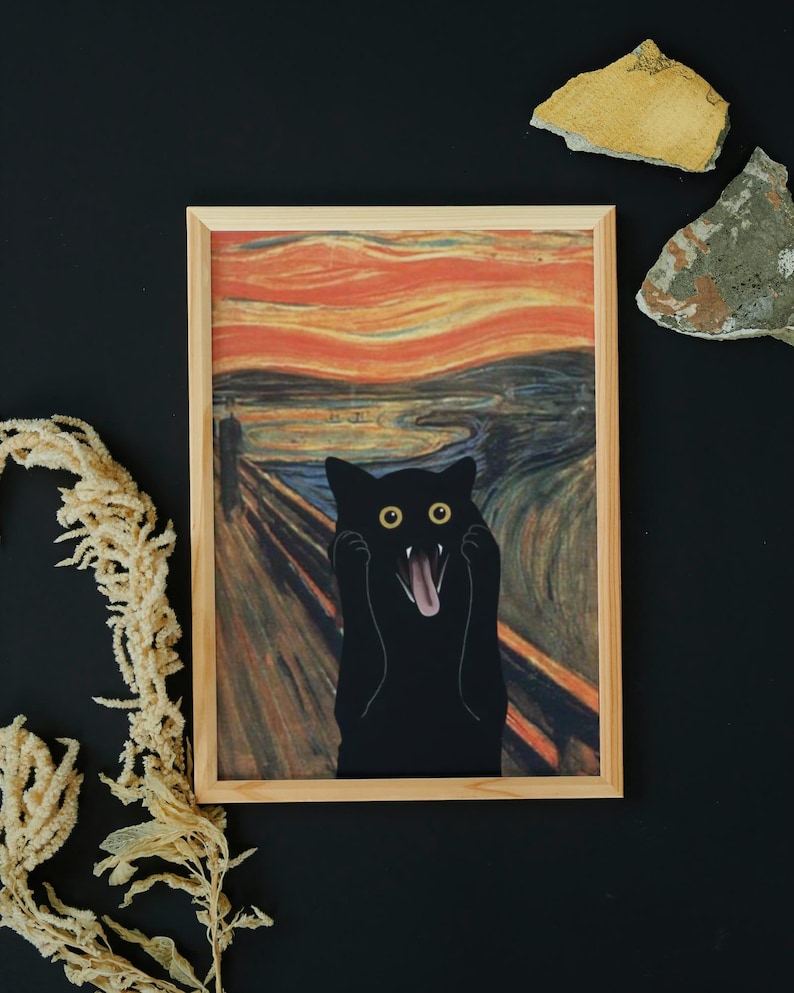 Edvard Munch 'the Scream' Cat Art Print – Famous Painting Parody ...