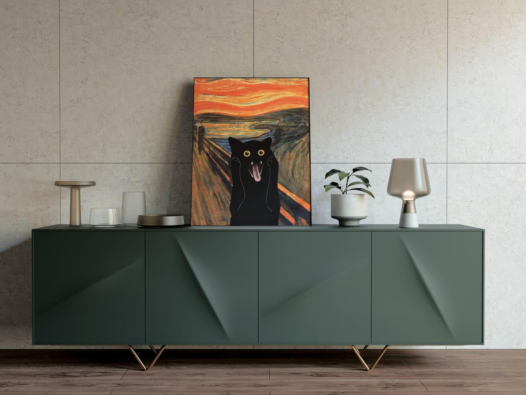Edvard Munch 'the Scream' Cat Art Print – Famous Painting Parody ...