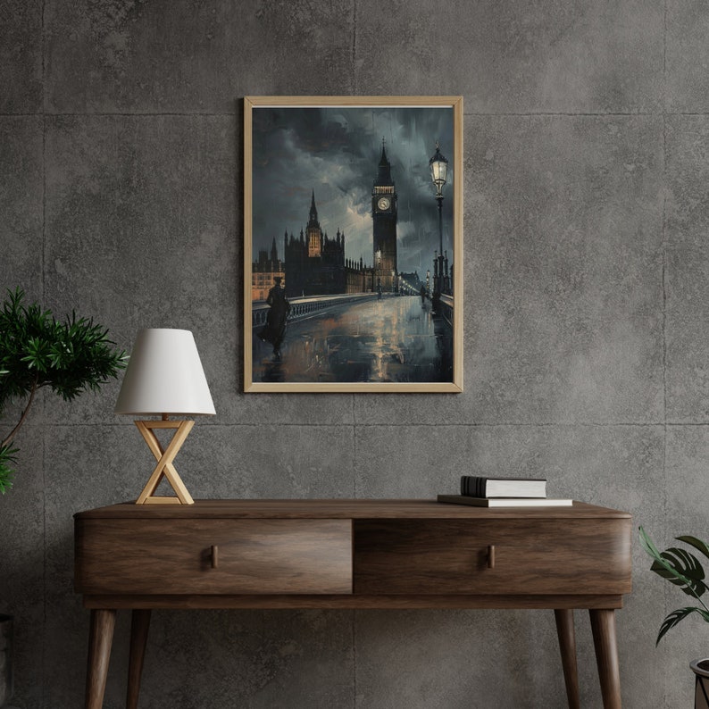 Big Ben London Wall Art, Moody Vintage Art Painting, Dark Academia Aesthetic - Etsy