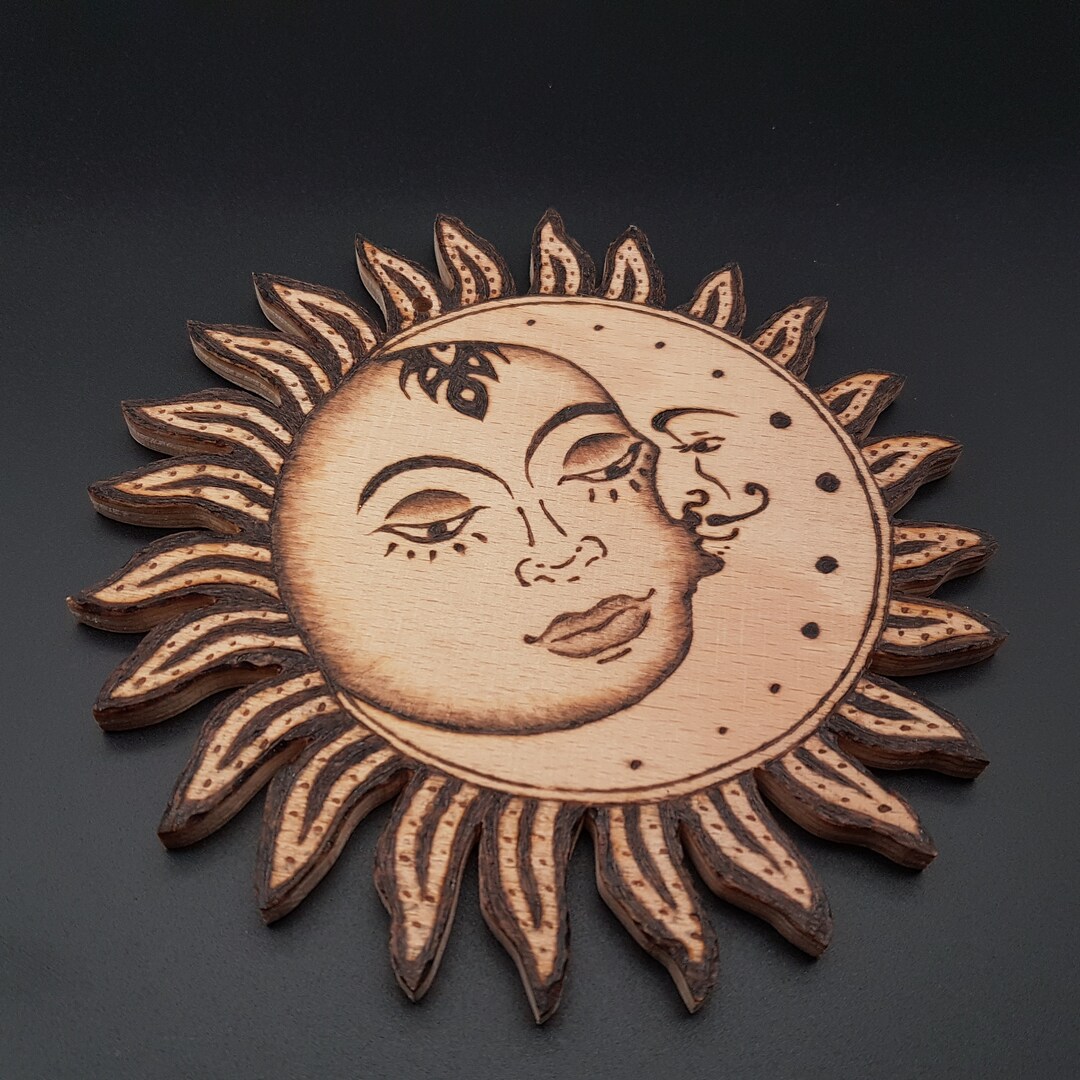 Sun and Moon Pyrography Wall Decoration - Etsy