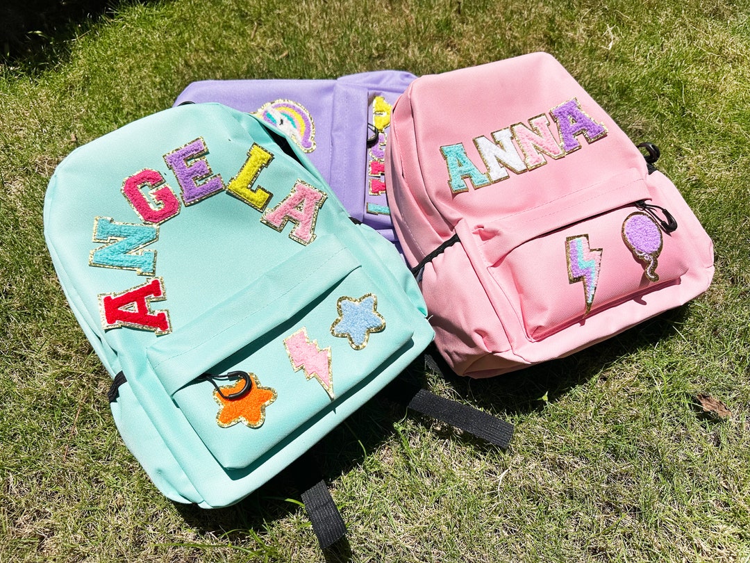 Personalized Kids Backpack With Custom Name Patch Boys' Chenille Letter ...