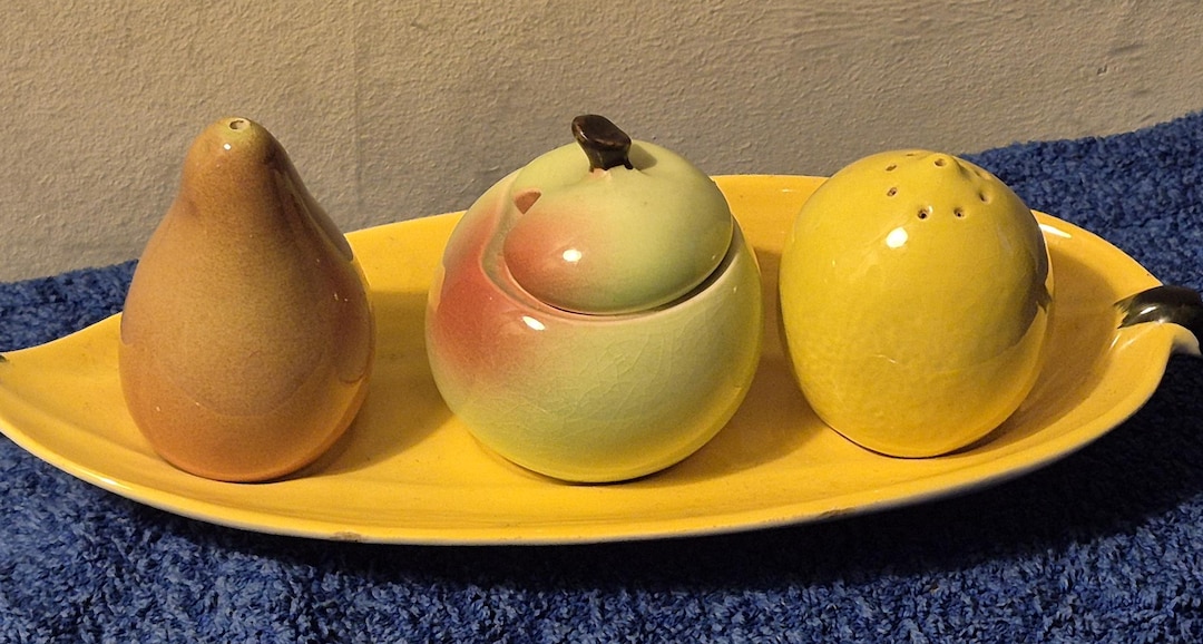 Carlton Ware Cruet Set ,salt ,pepper & Mustard in Fruit Shapes 1950s - Etsy