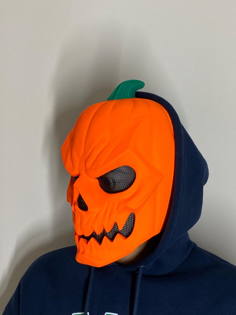 Halloween Pumpkin Mask: Orange Hard Plastic Full Face Scary Costume - Etsy