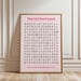 That Girl Word Search Wall Art, Affirmation Poster, Pink Wall Art ...