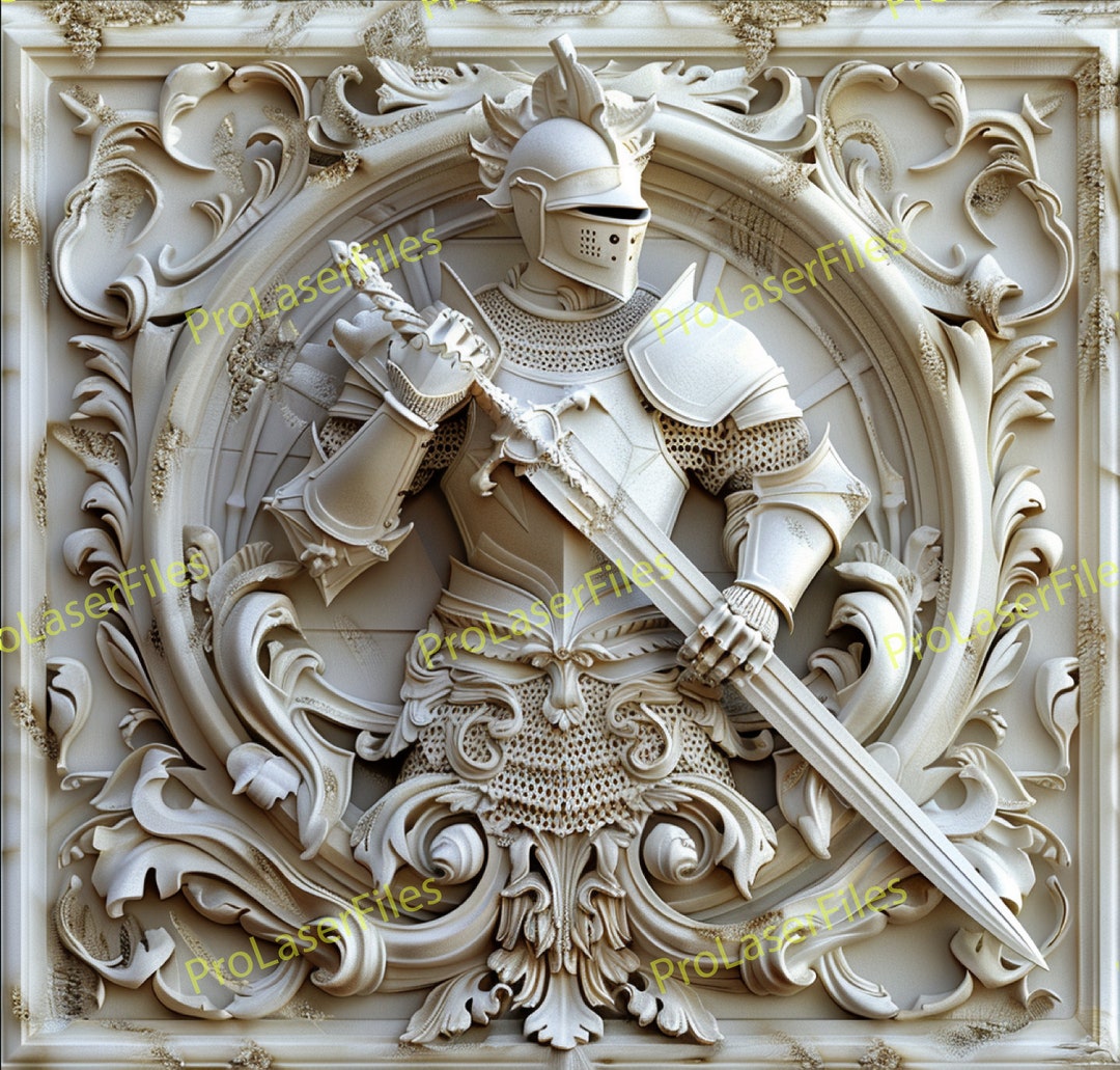 Knight Laser Engrave File 3D Illusion Laser Burn PNG Design for Laser ...