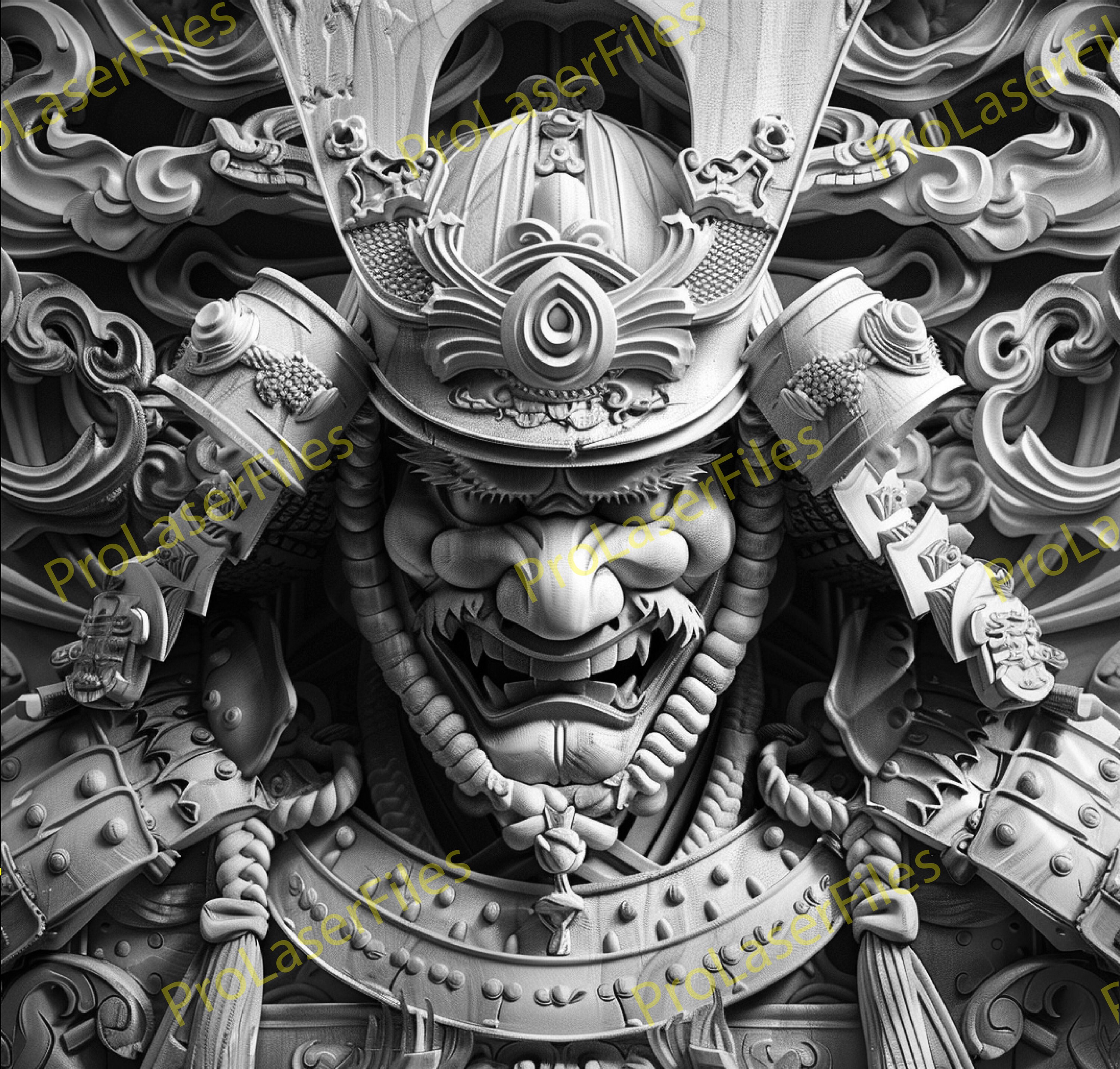 Samurai Laser Engrave File | 3D Illusion | Laser Burn PNG | Design for ...