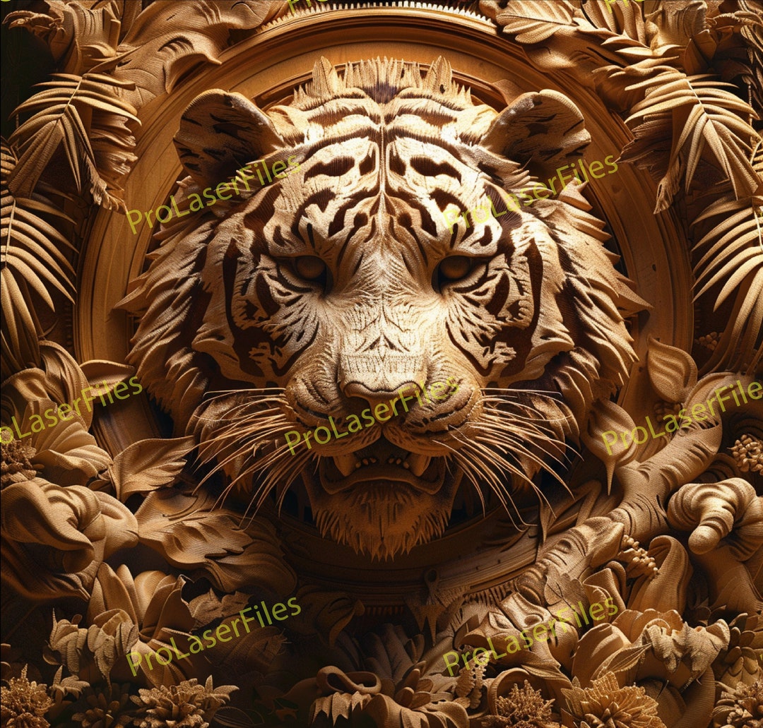 Tiger Laser Engrave File | 3D Illusion | Laser Burn PNG | Design for ...