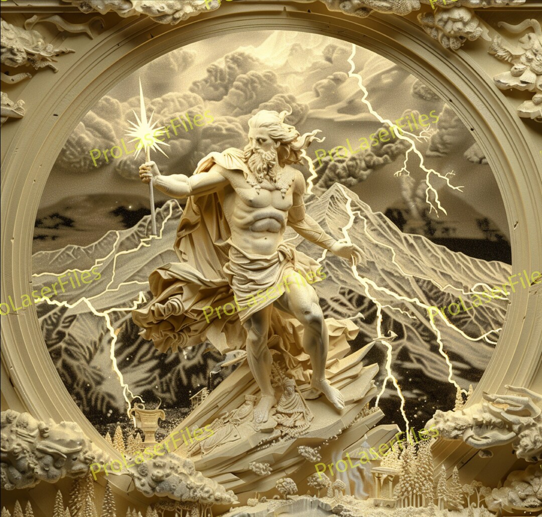 Zeus Laser Engrave File | 3D Illusion | Laser Burn PNG | Design for ...
