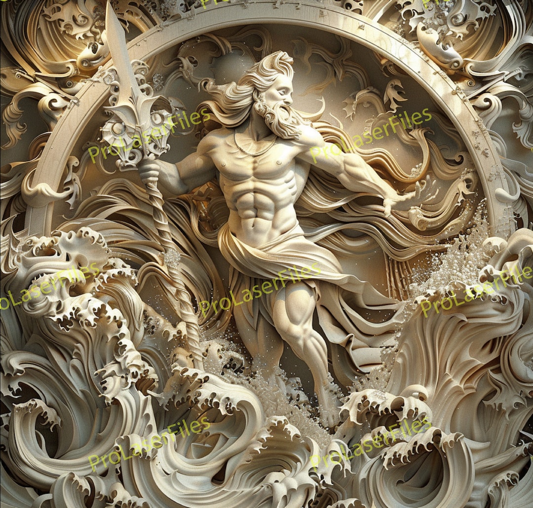 Poseidon Laser Engrave File | 3D Illusion | Laser Burn PNG | Design for Laser | Digital File - Etsy