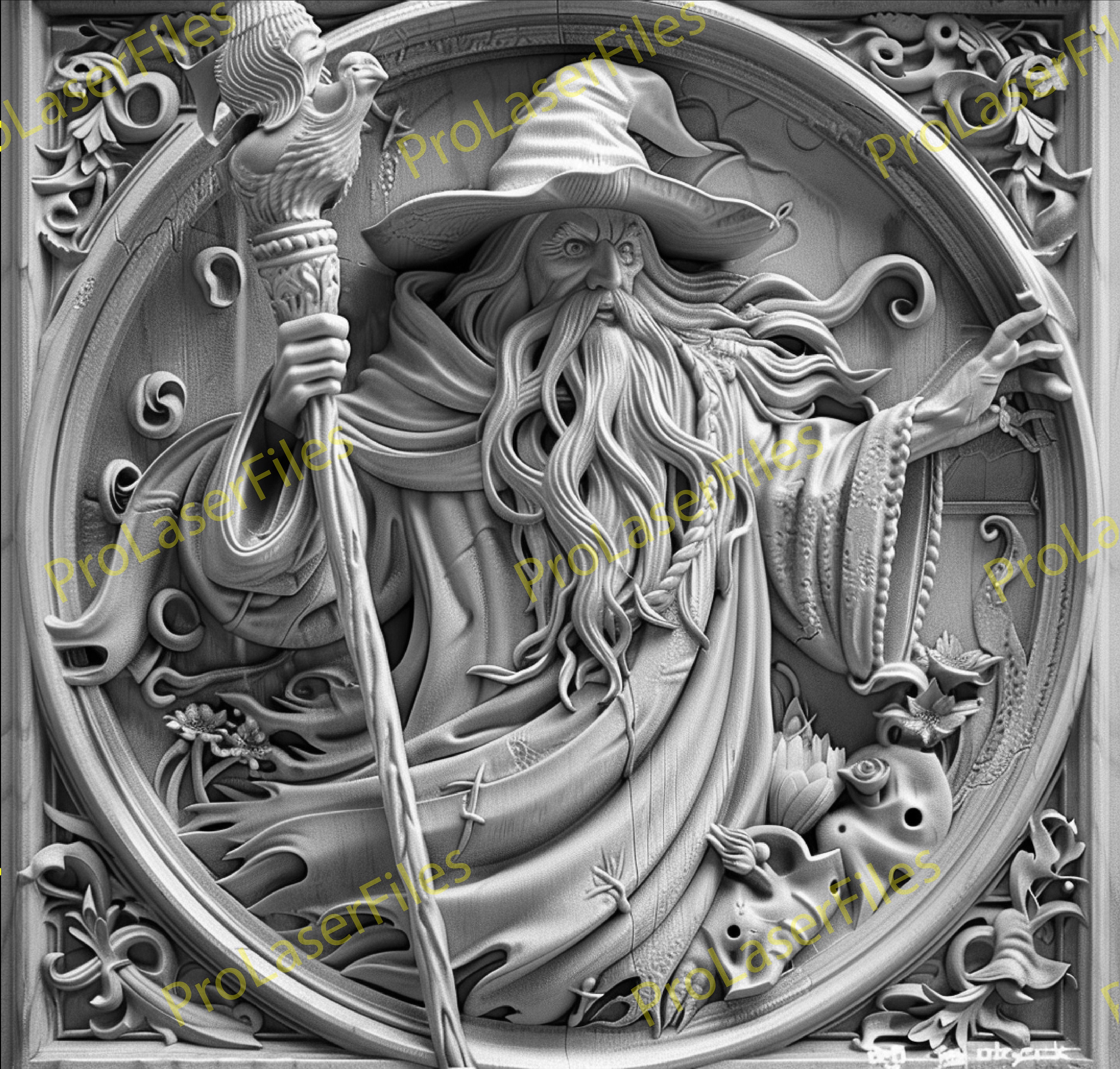 Wizard Laser Engrave File | 3D Illusion | Laser Burn PNG | Design for ...