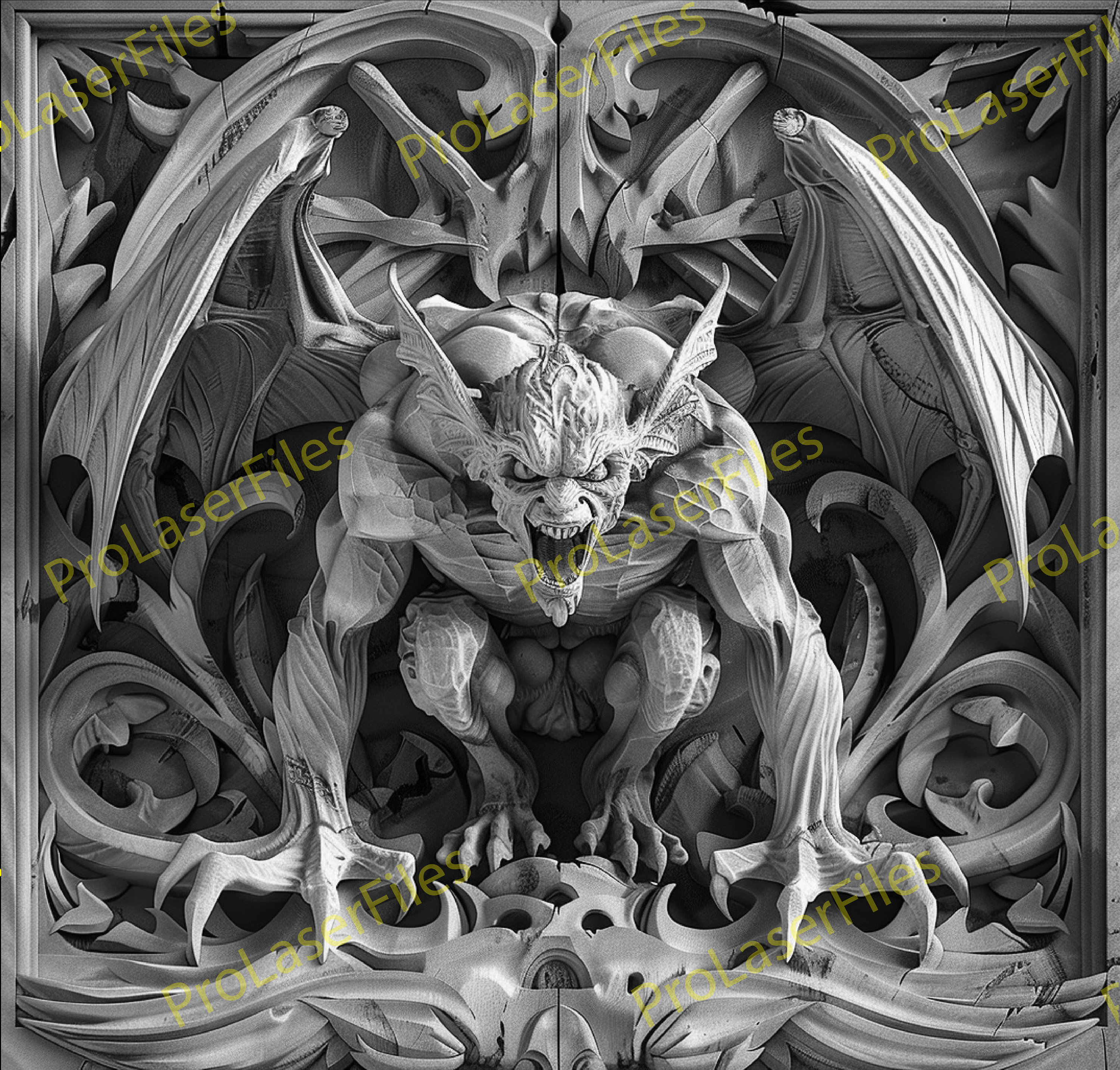 Gargoyle Laser Engrave File | 3D Illusion | Laser Burn PNG | Design for ...