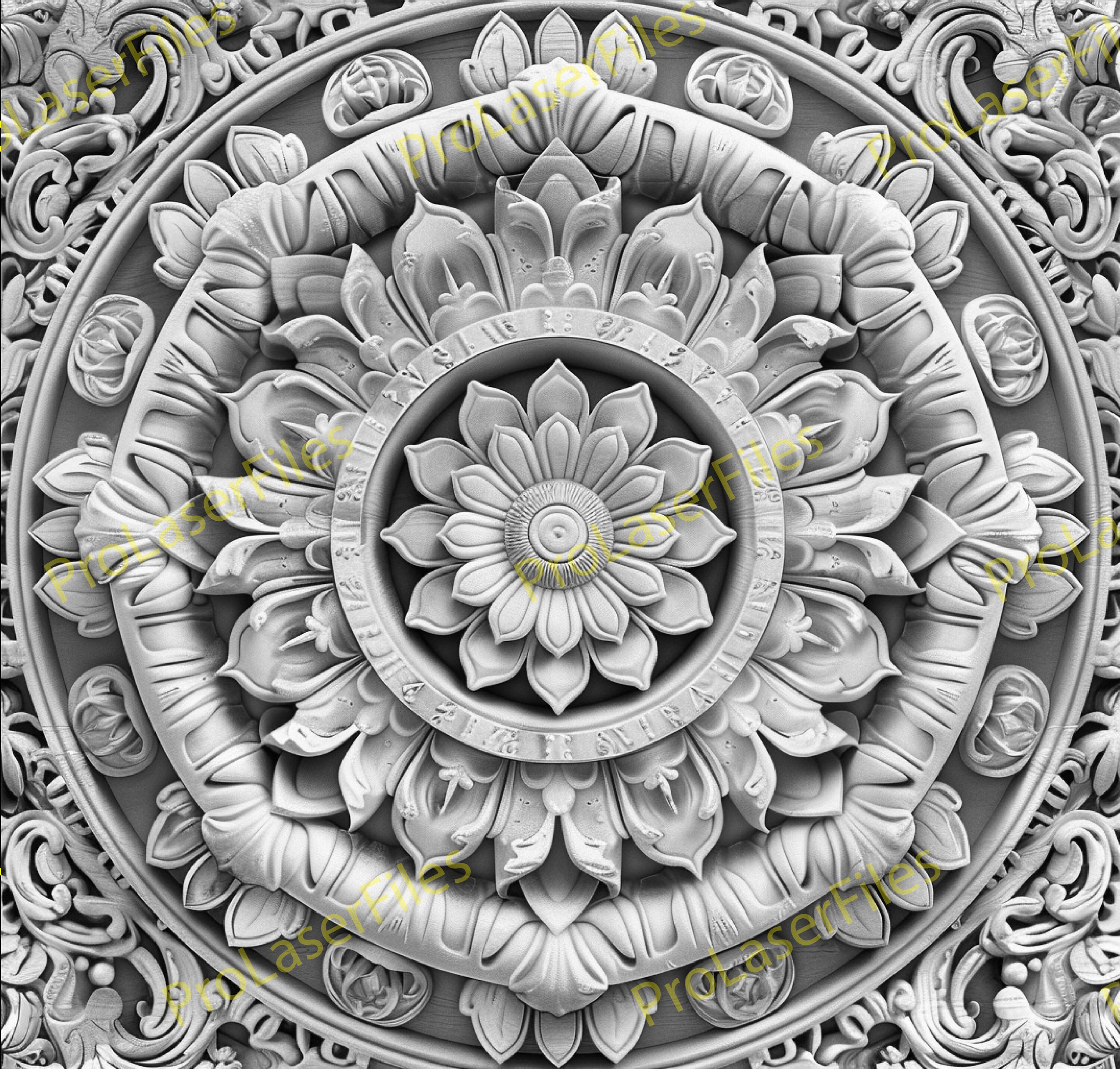 Mandala Laser Engrave File | 3D Illusion | Laser Burn PNG | Design for ...