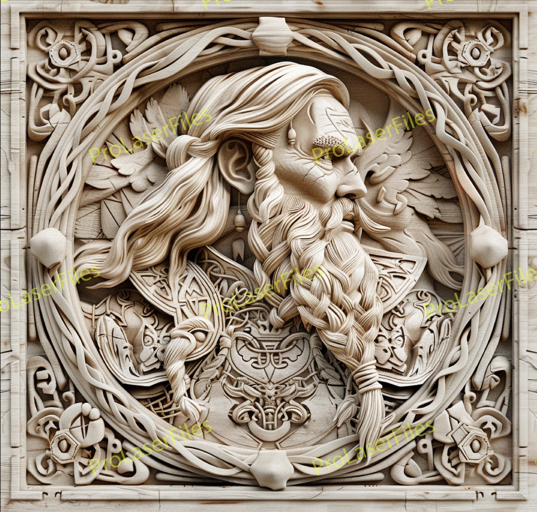 Viking Laser Engrave File | 3D Illusion | Laser Burn PNG | Design for ...