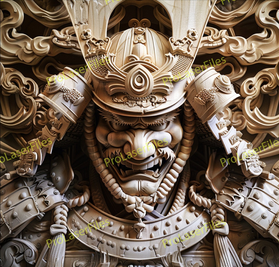Samurai Laser Engrave File | 3D Illusion | Laser Burn PNG | Design for ...