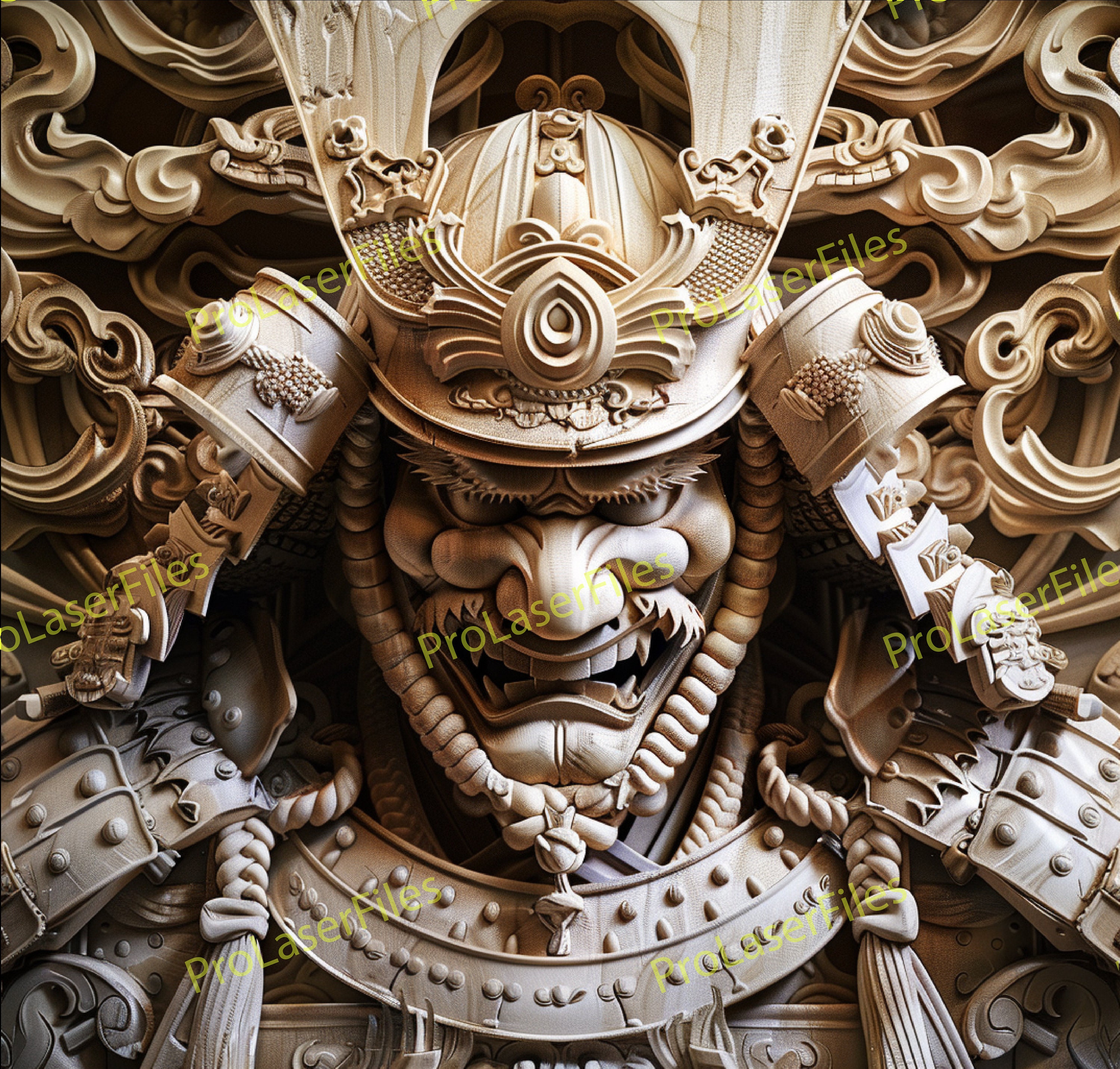 Samurai Laser Engrave File | 3D Illusion | Laser Burn PNG | Design for ...