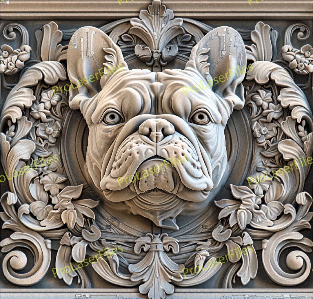French Bulldog Laser Engrave File | 3D Illusion | Laser Burn PNG ...