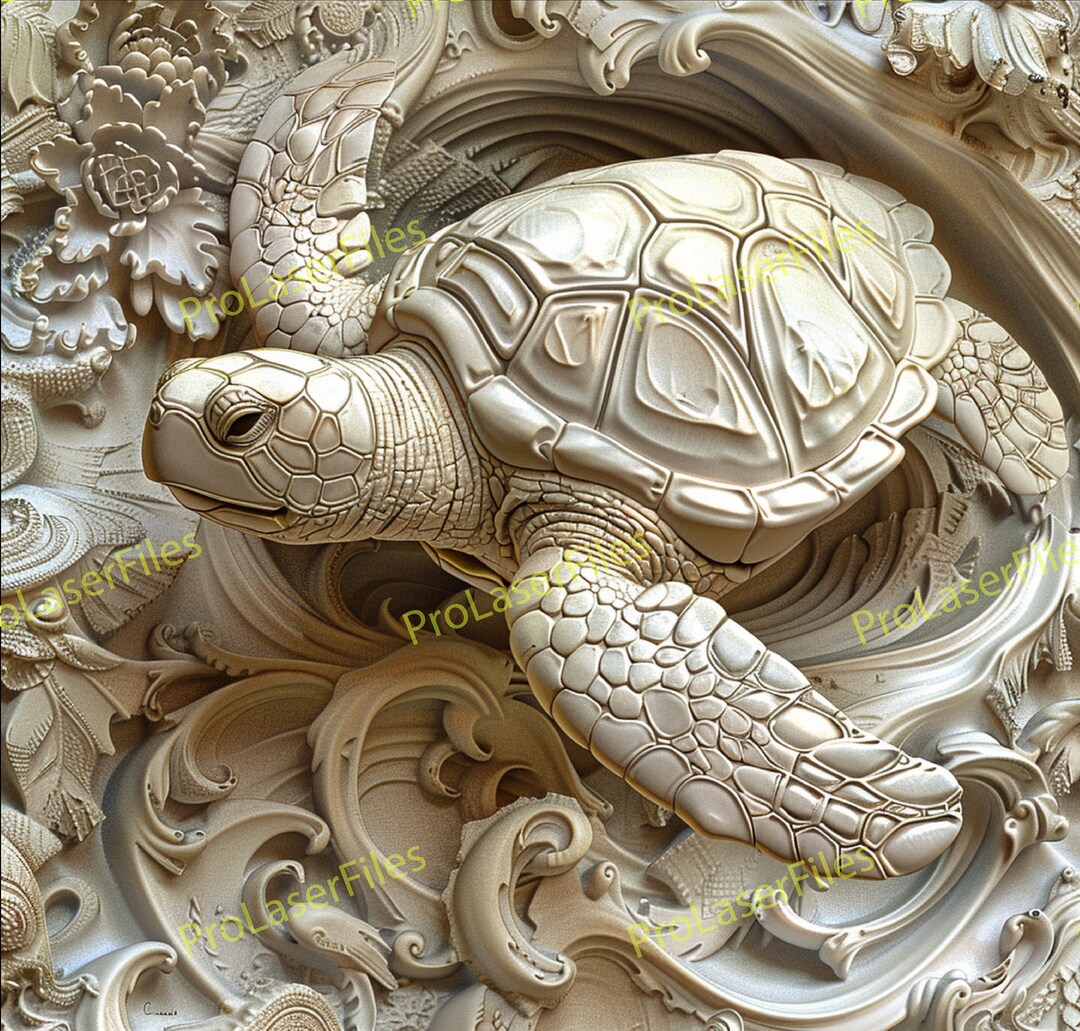Turtle Laser Engrave File | 3D Illusion | Laser Burn PNG | Design for ...