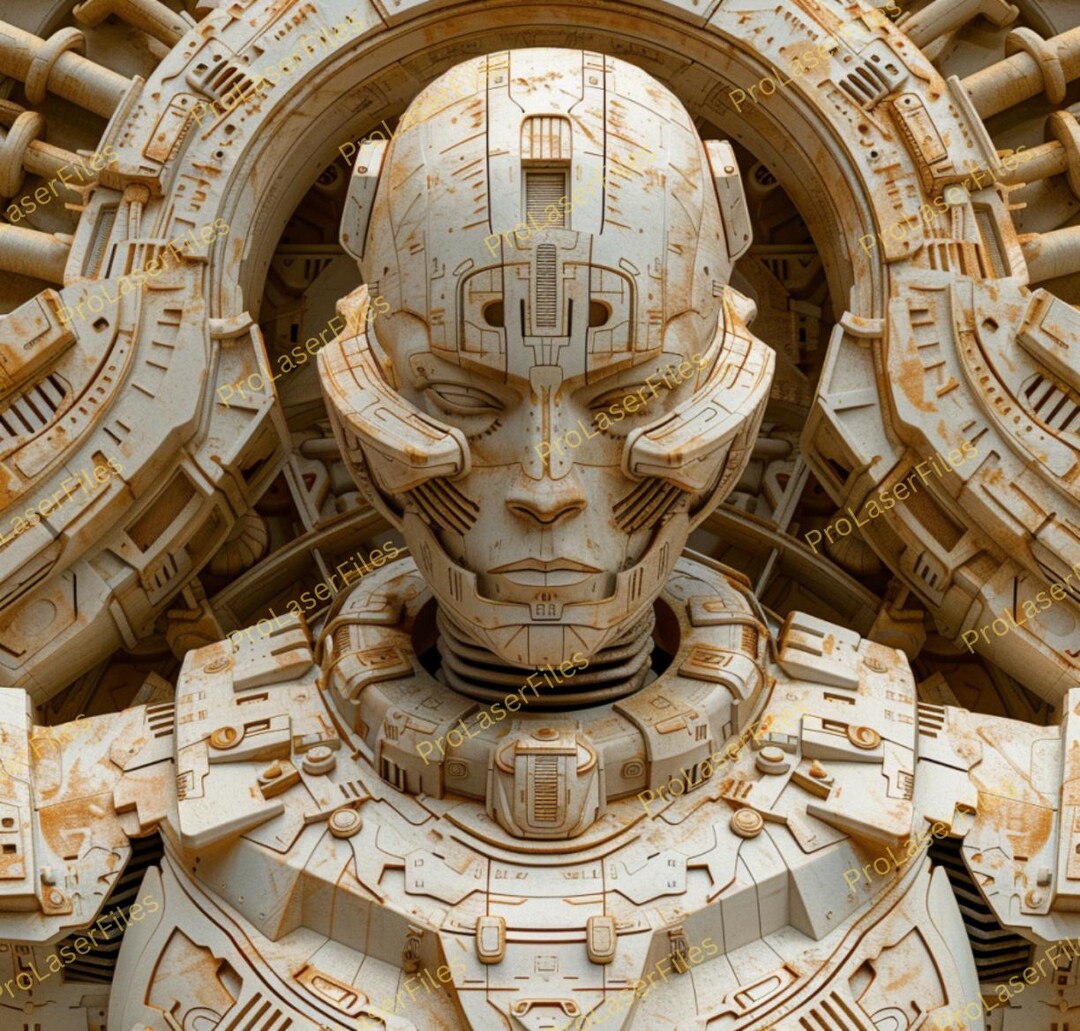 Scifi Robot Laser Engrave File | 3D Illusion | Laser Burn PNG | Design ...