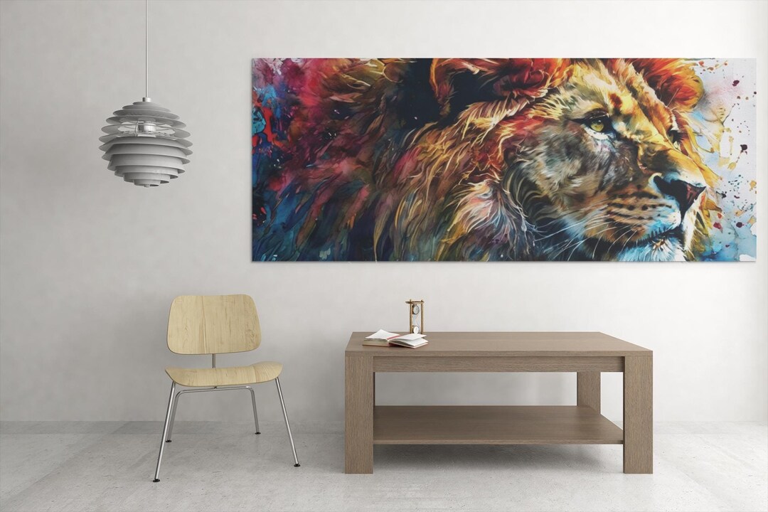 Vivid Majesty: Abstract Lion Canvas Print | Abstract Lion Wall Art ...