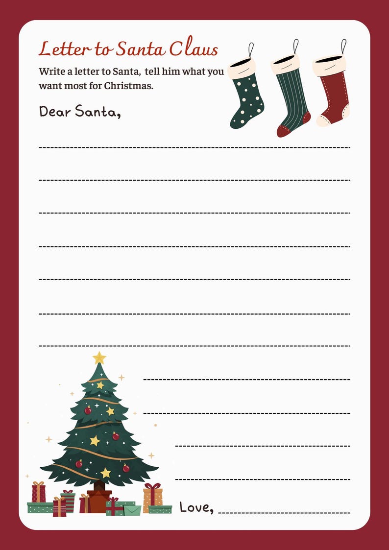 Santa Letter Templates Personalized Holiday Wish List - Etsy