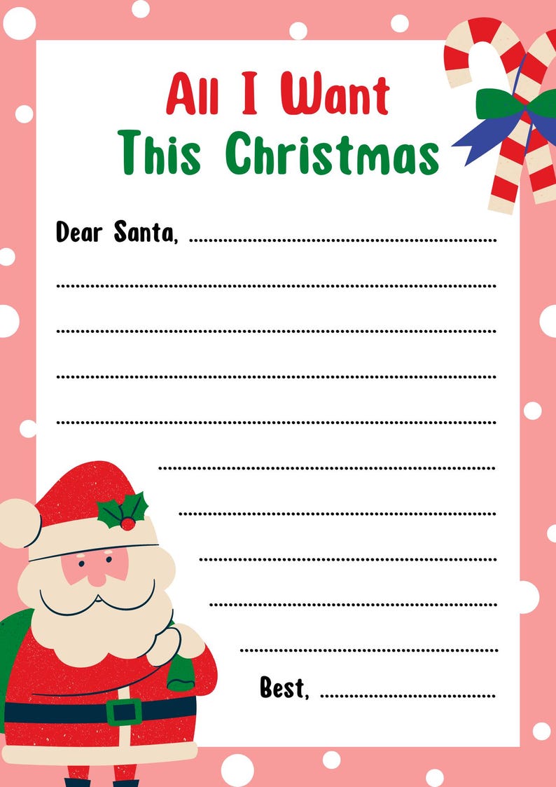 Santa Letter Templates Personalized Holiday Wish List - Etsy