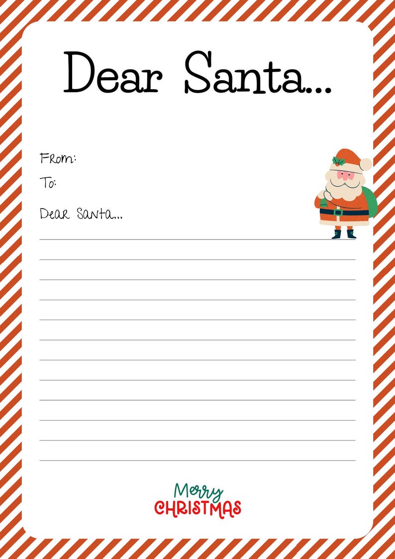 Santa Letter Templates Personalized Holiday Wish List - Etsy