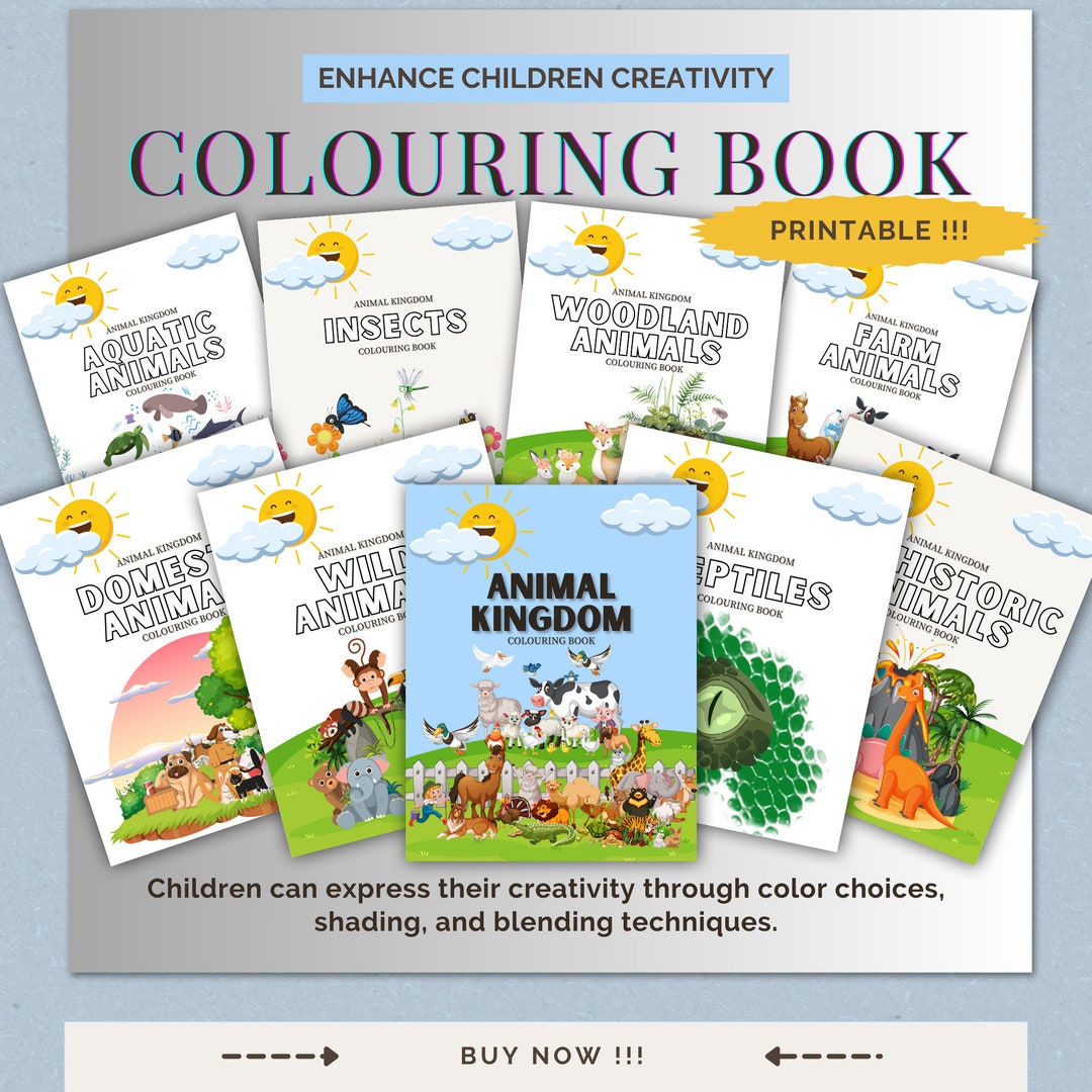 Colouring Book Animal Kingdom Theme Different Sub-section 50 Pages ...