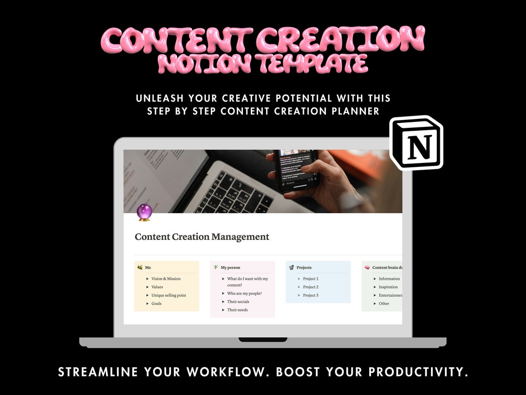 Notion Template Content Creation Planner Digital Content Management Template Social Media ...