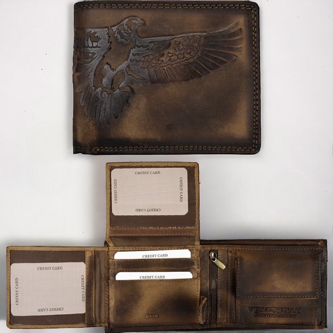 Buffalo Leather Wallet Men's Leather Wallet RFID Protection Walletpurse ...