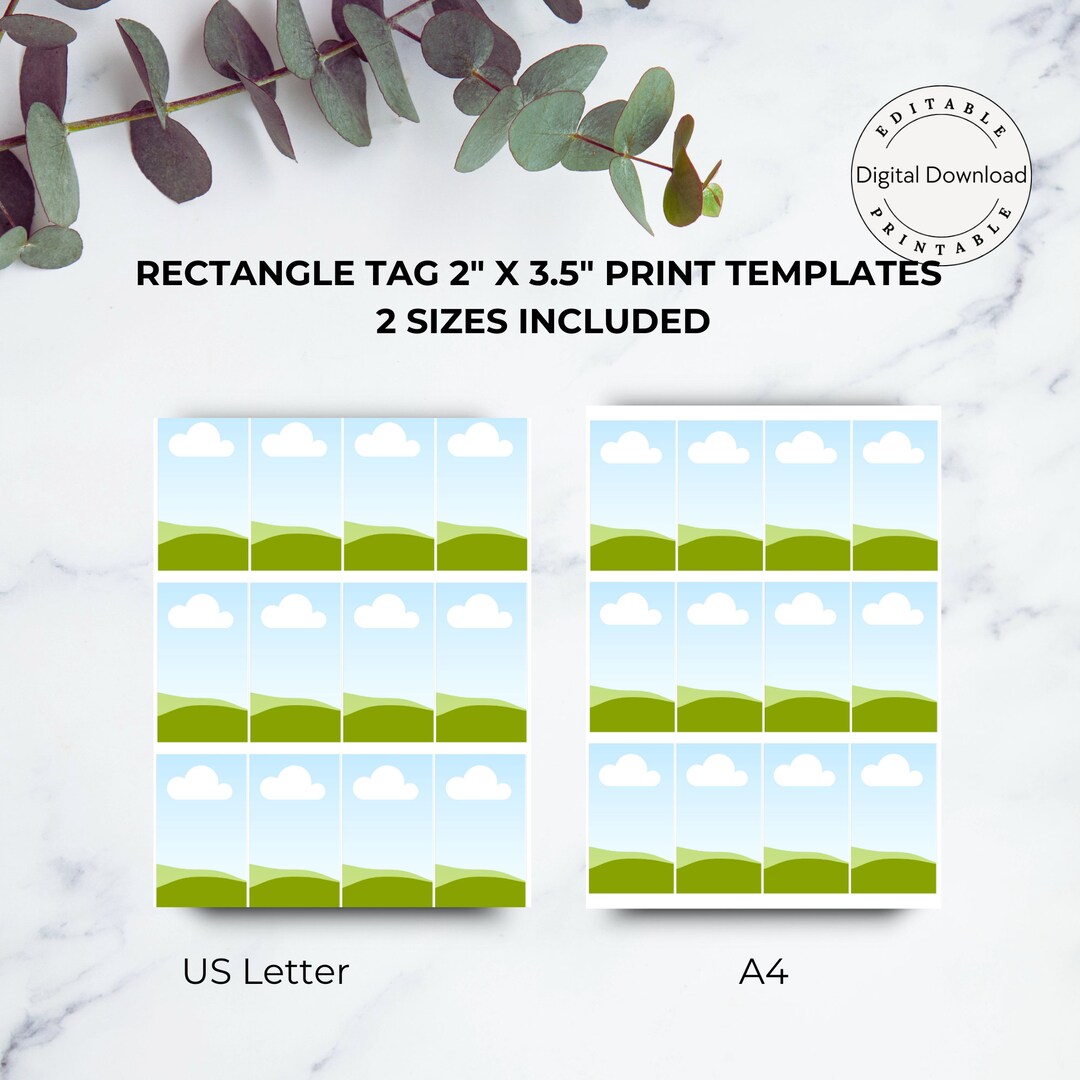 Rectangle 2x3.5in, Favor Tag Printing Guide, Gift Tag Printing Guide ...