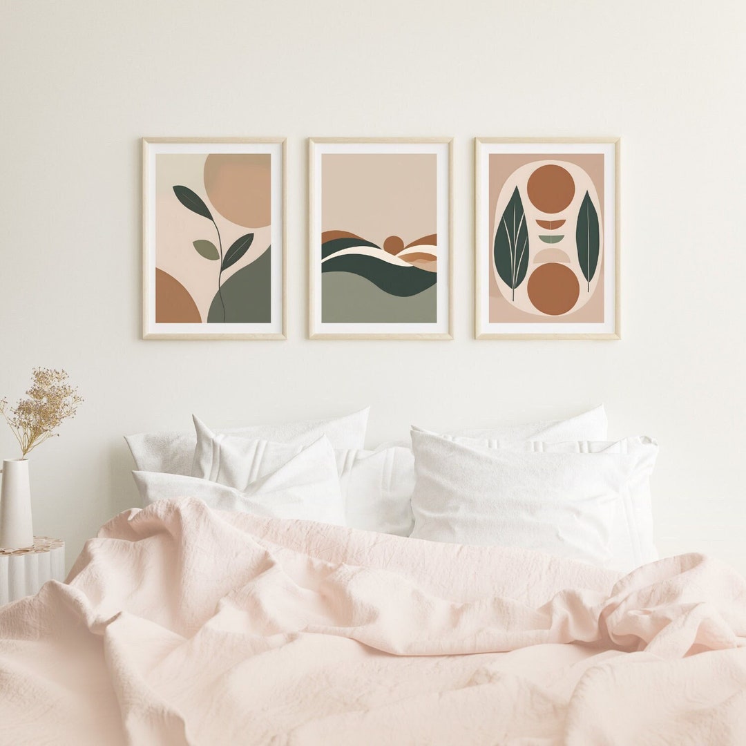 Set of 3 Abstract Boho Prints in Natural Colors Boho Art, Terracotta ...