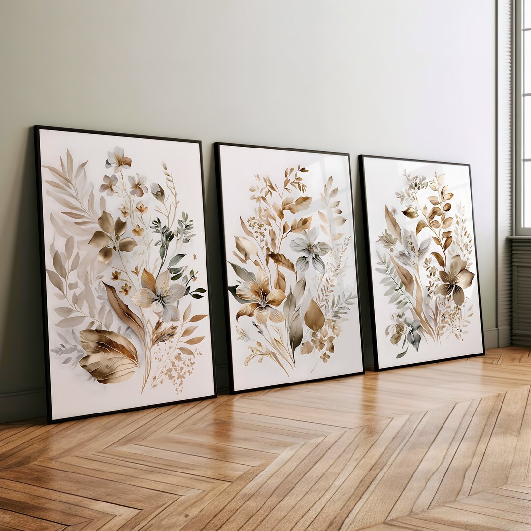 Set of 3 Neutral Watercolor Prints, Minimalist Boho Wall Decor ...