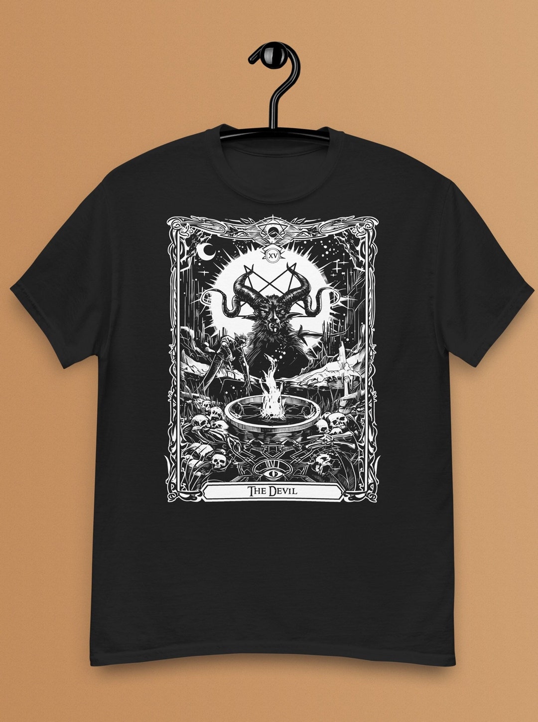 THE DEVIL Tarot Card T-shirt Satanic Clothing, Baphomet Shirt, Occult ...