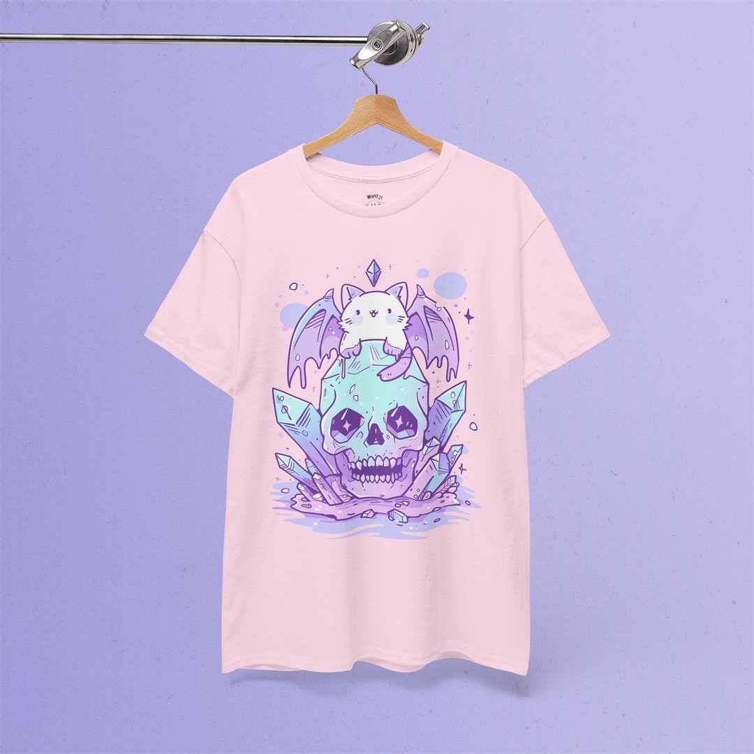 Pastel Goth T-shirt: Skull Cat Kawaii Harajuku Clothing - Etsy