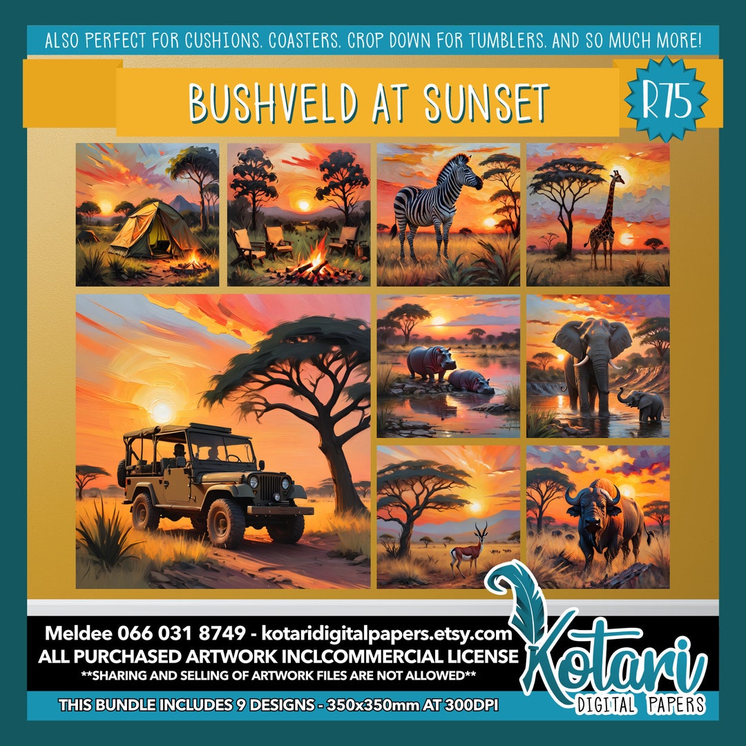 Bushveld Sunset - 6 Designs - Textured Painted Background - Soft Tones ...