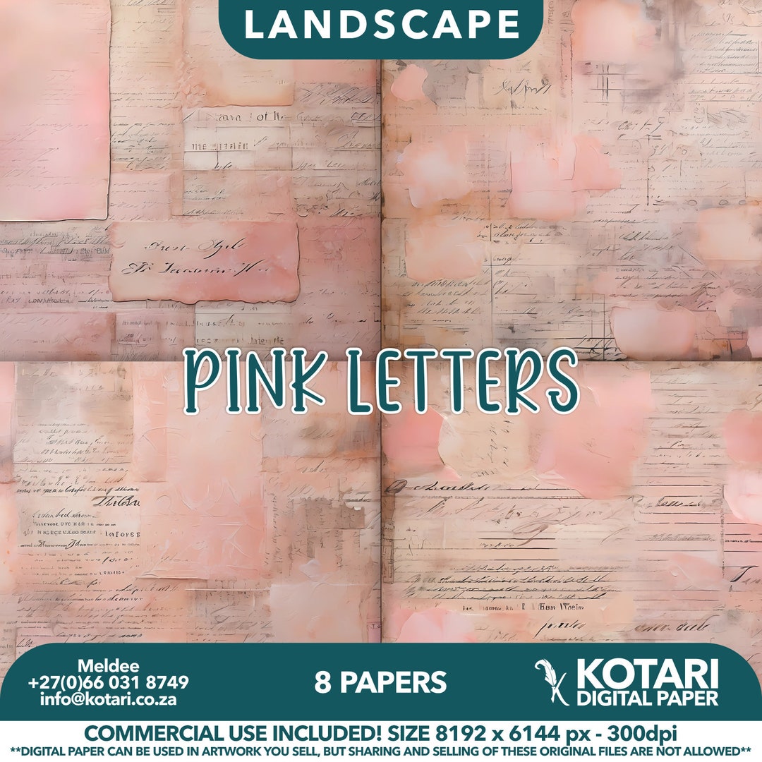Dusty Pink Letters Digital Paper - Commercial Rights - Digital Junk ...