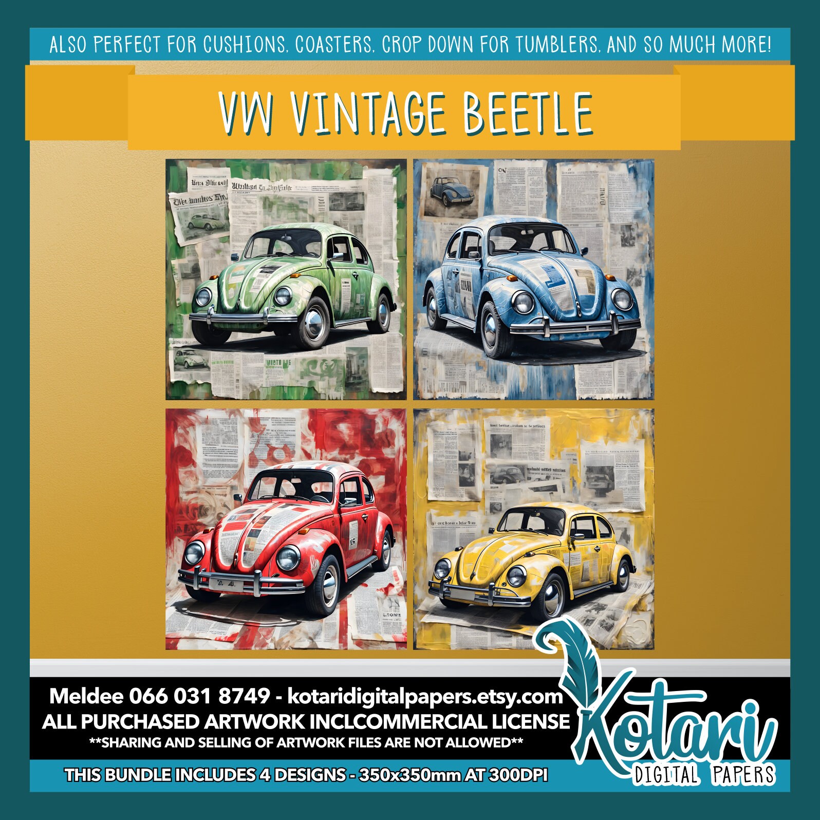 Vintage Beetles Textured Painted Background Soft Tones - Etsy